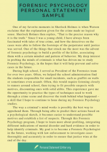Forensic Psychology Personal Statement | Unique & Customized