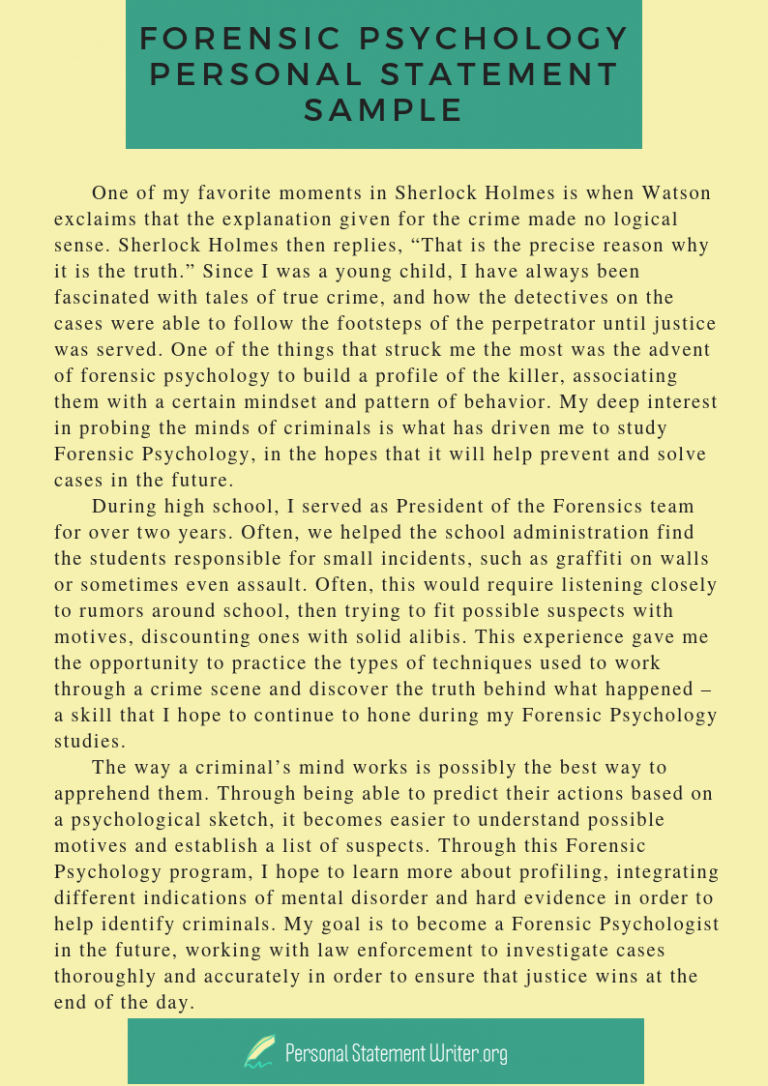 Forensic Psychology Personal Statement | Unique & Customized