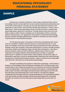 Psychology Personal Statement Examples | Clinical Psychology