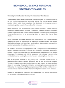 Top Biomedical Science Personal Statement by Practiced Writer