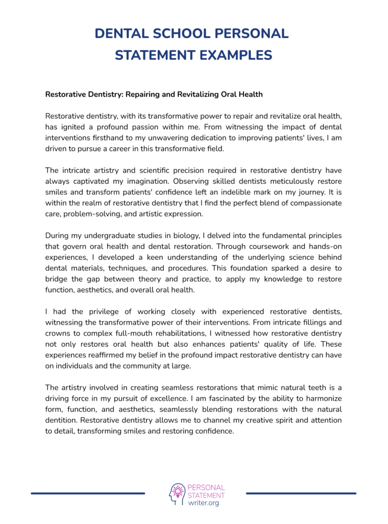 Top Dental School Personal Statement Writing Service