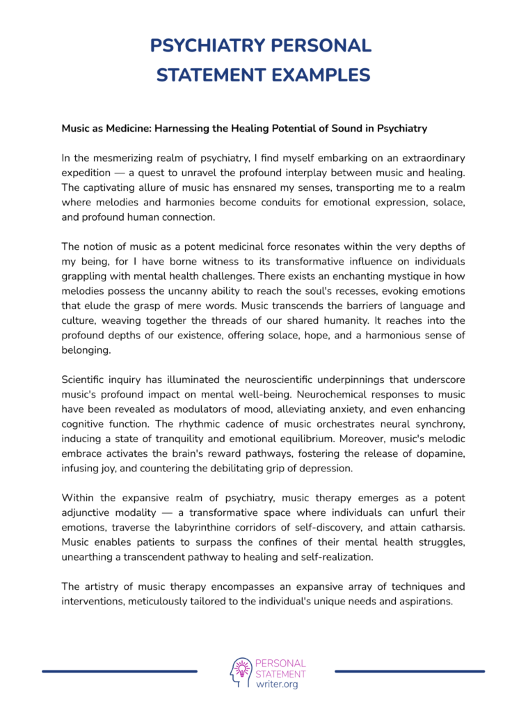 Receive Psychiatry Personal Statement Without Any Hassle
