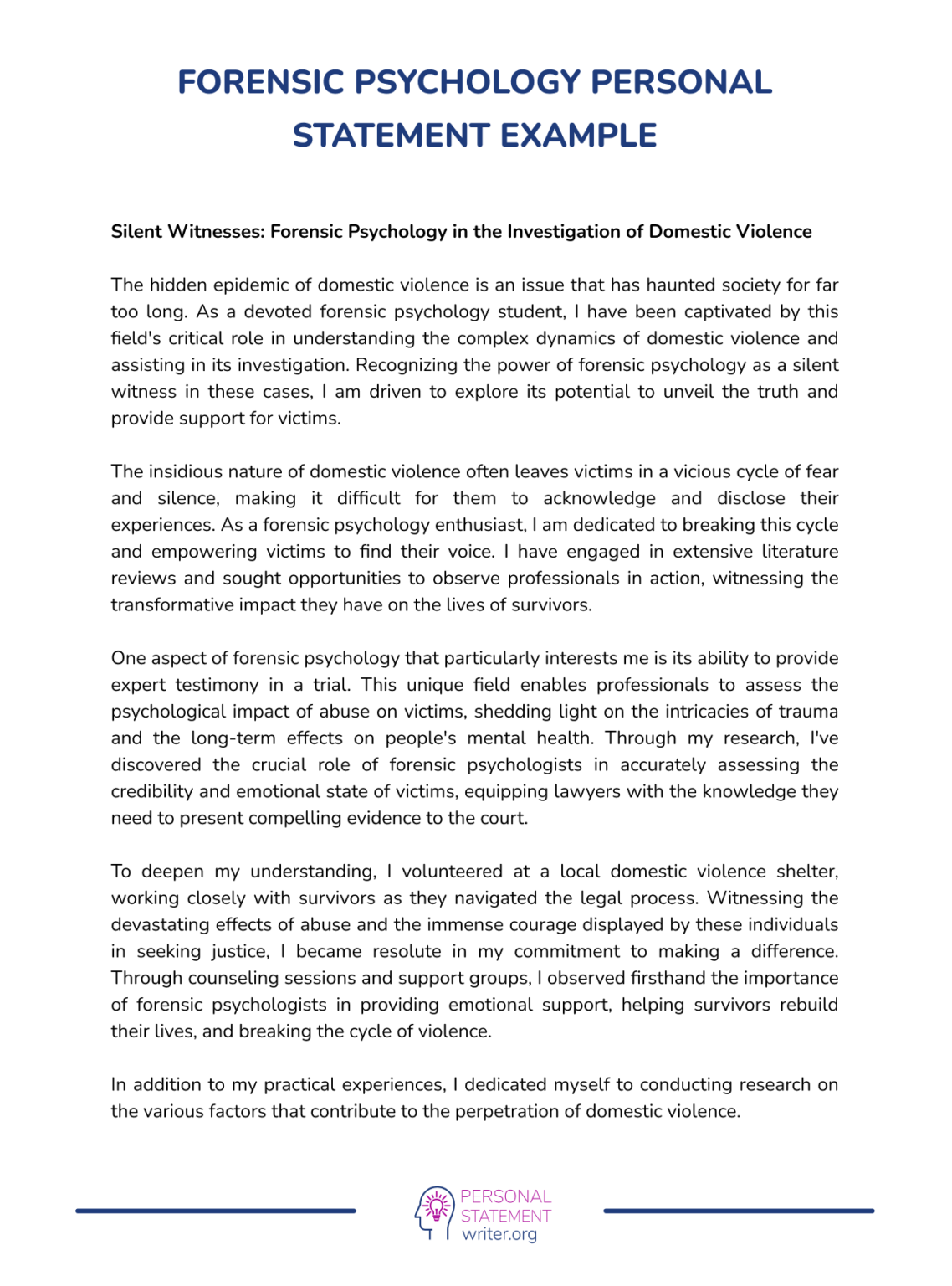 Use Forensic Psychology Personal Statement Writing Service