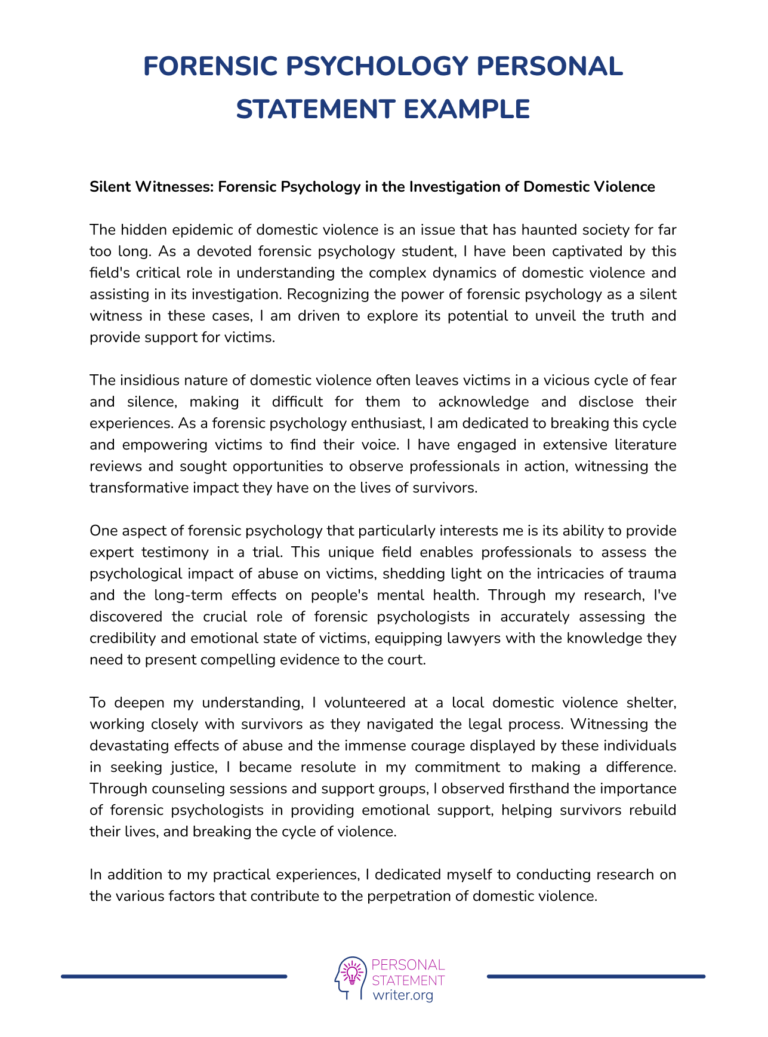 Use Forensic Psychology Personal Statement Writing Service