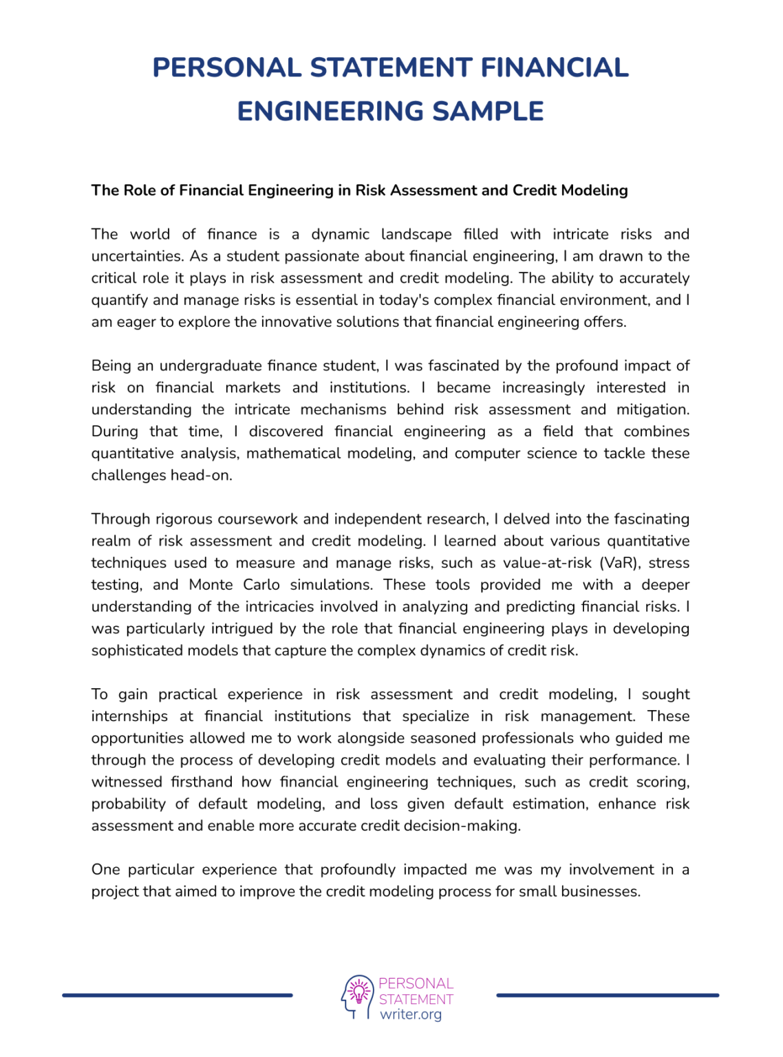Financial Engineering Personal Statement for You to Stand Out